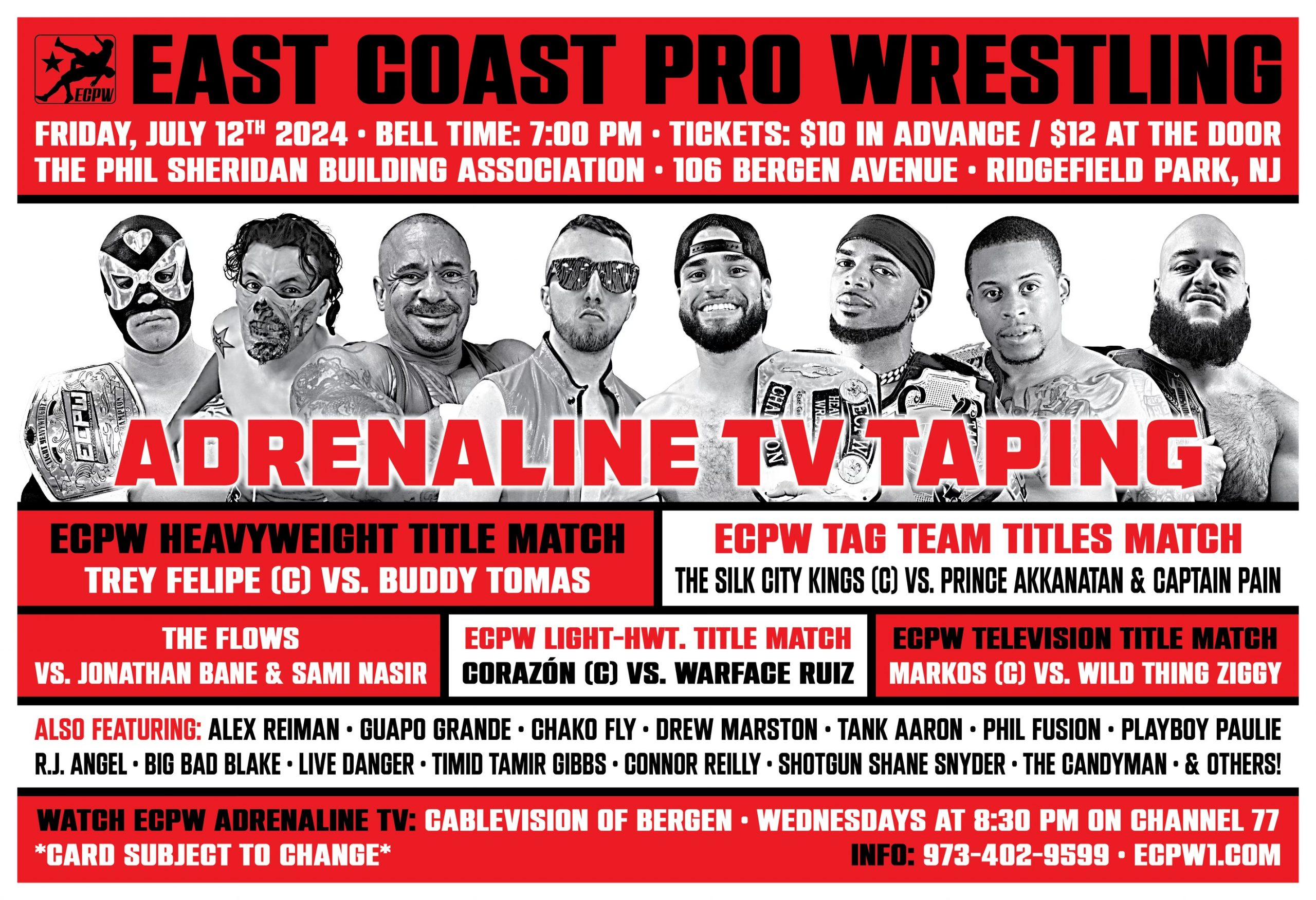 ECPW Adrenaline TV Taping (Friday, July 12th – Ridgefield Park, NJ ...